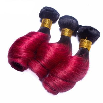 China Funmi Curly Malaysian Virgin Curl #1b/burg Human Hair Extension Human Hair Weaves 2 Tone Color Hair Ombre Curly Hair for sale