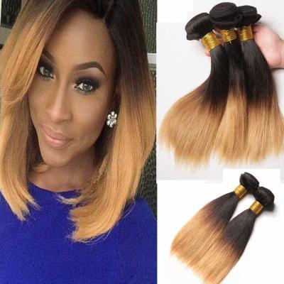 China Blonde Brazilian Straight Hair Weave Bundles Ombre Human Hair Bundles Two Tone 1b 27 Hair Weaving for sale