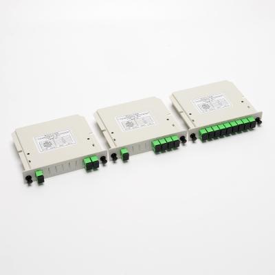 China Cassette Type LGX Box PLC Splitter Insertion 1x2 1x4 1x8 With SC APC Connector for sale