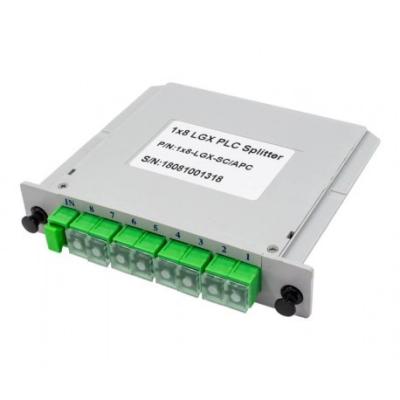 China SC / APC LGX Box PLC Splitter 1x8 Fiber Optical Splitter Card Divisor PLC 130x100x25mm for sale