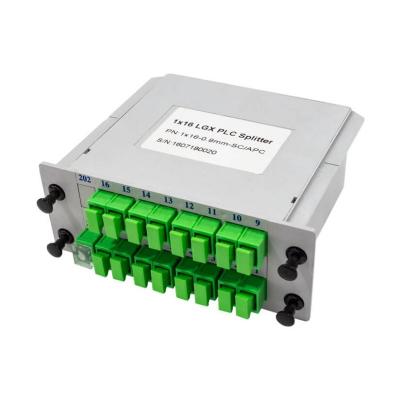 China Cassette 1x16 PLC Splitter LGX 1 Input 16 Outputs With SC APC Adapter for sale