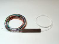 China Mini Tube 1x16 Fiber Optical Splitter Bare PLC Colorful Legs Blister Packing for sale