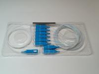 China Mini Fiber Optic PLC Splitter SC UPC Connector SM G657A1 1x8 PLC Splitter for sale