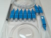 China Mini Fiber Optic PLC Splitter SC UPC Connector SM G657A1 1x8 PLC Splitter for sale