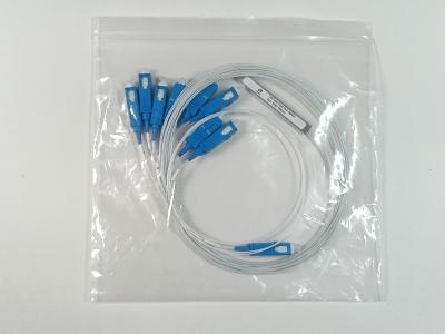China SCUPC PLC Mini Steel Tube Fiber Optical Splitter 8 Way White Color for sale
