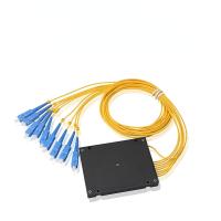 China 2.0mm G657A Fiber Optical Splitter 1x8 , ABS BOX PLC Splitter With SCUPC Connectors for sale