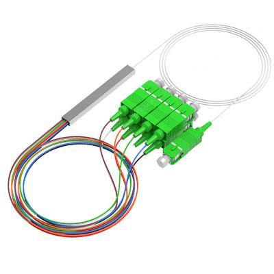 China 8 Way Optical Fiber Opticl Splitter 1*8 Sc Apc Plc Splitter G657A1 Calbe For Terminal Box for sale