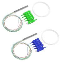 China 4 Way Fiber Optic Splitter 1*4 Sc Apc Plc Splitter G657A1 0.9mm Calbe For FTTH Terminal Box for sale