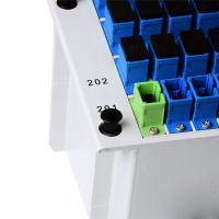 China 1X64 LGX Fiber Optic Splitter Box 64 Way Optical Plc Splitter Carton Packaging Blue SC UPC FTTH for sale