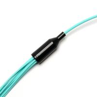 China MPO-LC Fiber Optic Patch Cord 8 Core Aqua Round Bundle OM3 PVC LSZH 3.0mm for sale
