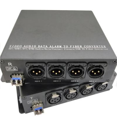 China AES EBU Fiber Optic To Analog Audio Converter 4ch with Single Fiber for sale