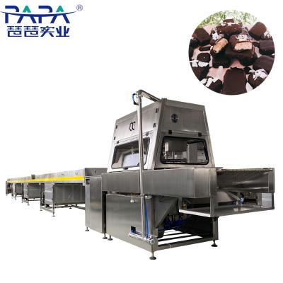 China Full Automatic Chocolate Enrobing Machine 600mm Belt Width with Cooling Tunnel 14m for sale