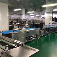 China Multiple Lanes Horizontal Pan Arranging Machine 500mm Belt Width 300pcs/min for Food Production Lines for sale