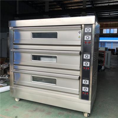 China Commercial 3-Deck 9-Tray Baking Oven 27KW 400°C Stainless Steel Gas/Electric Pizza Bread Roti for sale