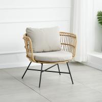 China Outdoor Fashion Wicker Furniture Chair Restaurant Metal PE Rattan Dining Chair with Cushion for sale