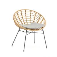 China Outdoor Fashion Wicker Furniture Chair Restaurant Metal PE Rattan Dining Chair with Cushion for sale