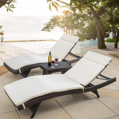 China Outdoor Pool Beach Chair PE Rattan Sunbed Sun Lounger Lounge Chair for sale