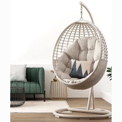 China High Quality Modern Garden Furniture Patio Rattan Swing Chair Hanging Egg Chair With Metal Bracket Sofa Rattan Hang Basket for sale