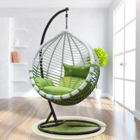 China High Quality Modern Garden Furniture Patio Rattan Swing Chair Hanging Egg Chair With Metal Bracket Sofa Rattan Hang Basket for sale