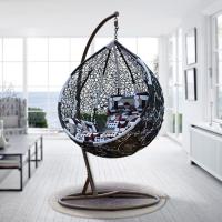 China High Quality Modern Garden Furniture Patio Rattan Swing Chair Hanging Egg Chair With Metal Bracket Sofa Rattan Hang Basket for sale