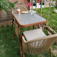 China Aluminum Rattan Outdoor Tea Furniture Combo (1 Table + 2 Chairs) - Net Red Style, Ideal for Balcony Leisure & Stove Tea for sale