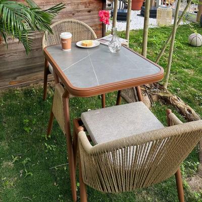 China Aluminum Rattan Outdoor Tea Furniture Combo (1 Table + 2 Chairs) - Net Red Style, Ideal for Balcony Leisure & Stove Tea for sale