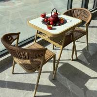 China Aluminum Rattan Outdoor Tea Furniture Combo (1 Table + 2 Chairs) - Net Red Style, Ideal for Balcony Leisure & Stove Tea for sale