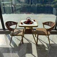 China Aluminum Rattan Outdoor Tea Furniture Combo (1 Table + 2 Chairs) - Net Red Style, Ideal for Balcony Leisure & Stove Tea for sale