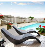 China Brown High Quality Plastic Rattan Pool Chairs Outdoor Sun Lounger Swimming Sun Loungers for Pool Side for sale
