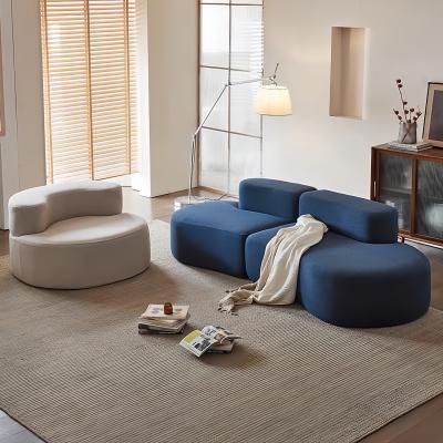 China Vintage Minimalist Cream Sofa Set Irregular Style Cross-Border Vacuum Compression Internet Celebrity's Creative Cashew Sponge for sale