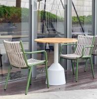 China Colorful Rope Woven Outdoor Patio Furniture Set - Metal Frame Dining Table and Chair Set for Cafe and Garden for sale
