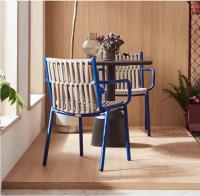 China Colorful Rope Woven Outdoor Patio Furniture Set - Metal Frame Dining Table and Chair Set for Cafe and Garden for sale