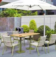 China Colorful Rope Woven Outdoor Patio Furniture Set - Metal Frame Dining Table and Chair Set for Cafe and Garden for sale