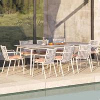 China Colorful Rope Woven Outdoor Patio Furniture Set - Metal Frame Dining Table and Chair Set for Cafe and Garden for sale