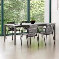 China Colorful Rope Woven Outdoor Patio Furniture Set - Metal Frame Dining Table and Chair Set for Cafe and Garden for sale