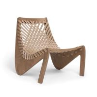 China Modern Criss Cross Woven Rope Lounge Chair with Aluminum/Wood Frame, Outdoor Accent Chair for Patio & Balcony for sale