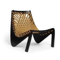 China Modern Criss Cross Woven Rope Lounge Chair with Aluminum/Wood Frame, Outdoor Accent Chair for Patio & Balcony for sale