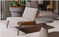China Outdoor PE Rattan Lounge Chair with Aluminum Frame & Cushion, Patio Accent Chair for Balcony, Garden and Poolside for sale