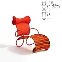 China Artistic Sculptural Chaise Lounge & Side Table Set  Modern Curved Lounge Chair with Colorful Woven Upholstery for Living Room for sale