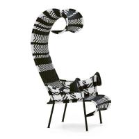 China Artistic Curved High-Back Armchair  Modern Sculptural Accent Chair with Colorful Woven/Textile Upholstery for Living Room for sale