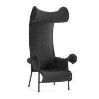 China Artistic Curved High-Back Armchair  Modern Sculptural Accent Chair with Colorful Woven/Textile Upholstery for Living Room for sale
