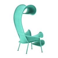 China Artistic Curved High-Back Armchair  Modern Sculptural Accent Chair with Colorful Woven/Textile Upholstery for Living Room for sale