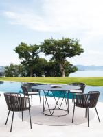 China Hot Sale Low Price Outdoor Table and Chair Set Garden PE Rattan Braiding Rope Chair Metal Aluminum Chairs for Restaurant Dining for sale