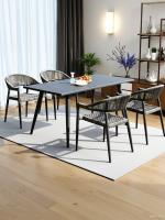 China Hot Sell Woven Rope Rattan Outdoor Stackable Wholesale Iron Frame Metal Patio Garden Dining Chair with Waterproof Cushion for sale