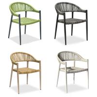 China Commercial Furniture Outdoor Rope Woven Dining Chair Garden Stackable Chair for All Weather for sale