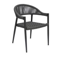 China Commercial Furniture Outdoor Rope Woven Dining Chair Garden Stackable Chair for All Weather for sale