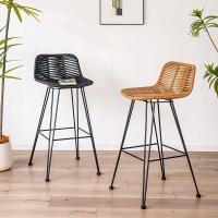 China Rattan High Chair Outdoor Rattan Bar Stool Front Desk Chair  Leisure Balcony Chair for sale