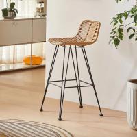 China Rattan High Chair Outdoor Rattan Bar Stool Front Desk Chair  Leisure Balcony Chair for sale