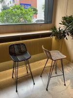 China Rattan High Chair Outdoor Rattan Bar Stool Front Desk Chair  Leisure Balcony Chair for sale