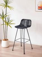 China Rattan High Chair Outdoor Rattan Bar Stool Front Desk Chair  Leisure Balcony Chair for sale